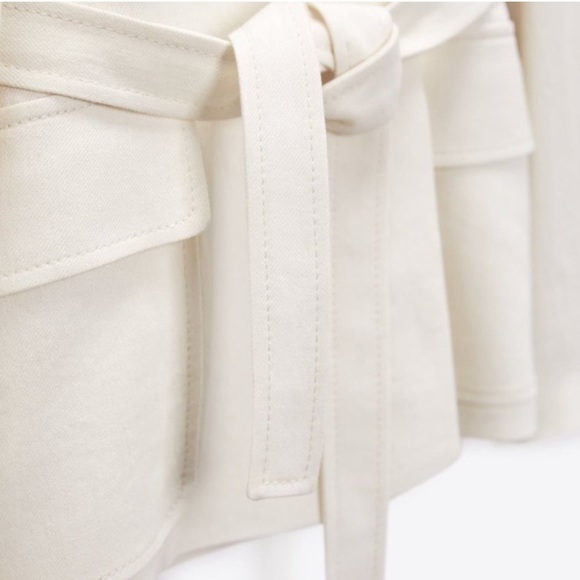 Zara | Jackets & Coats | Zara Linen Blend Blazer With Belt Jacket ...